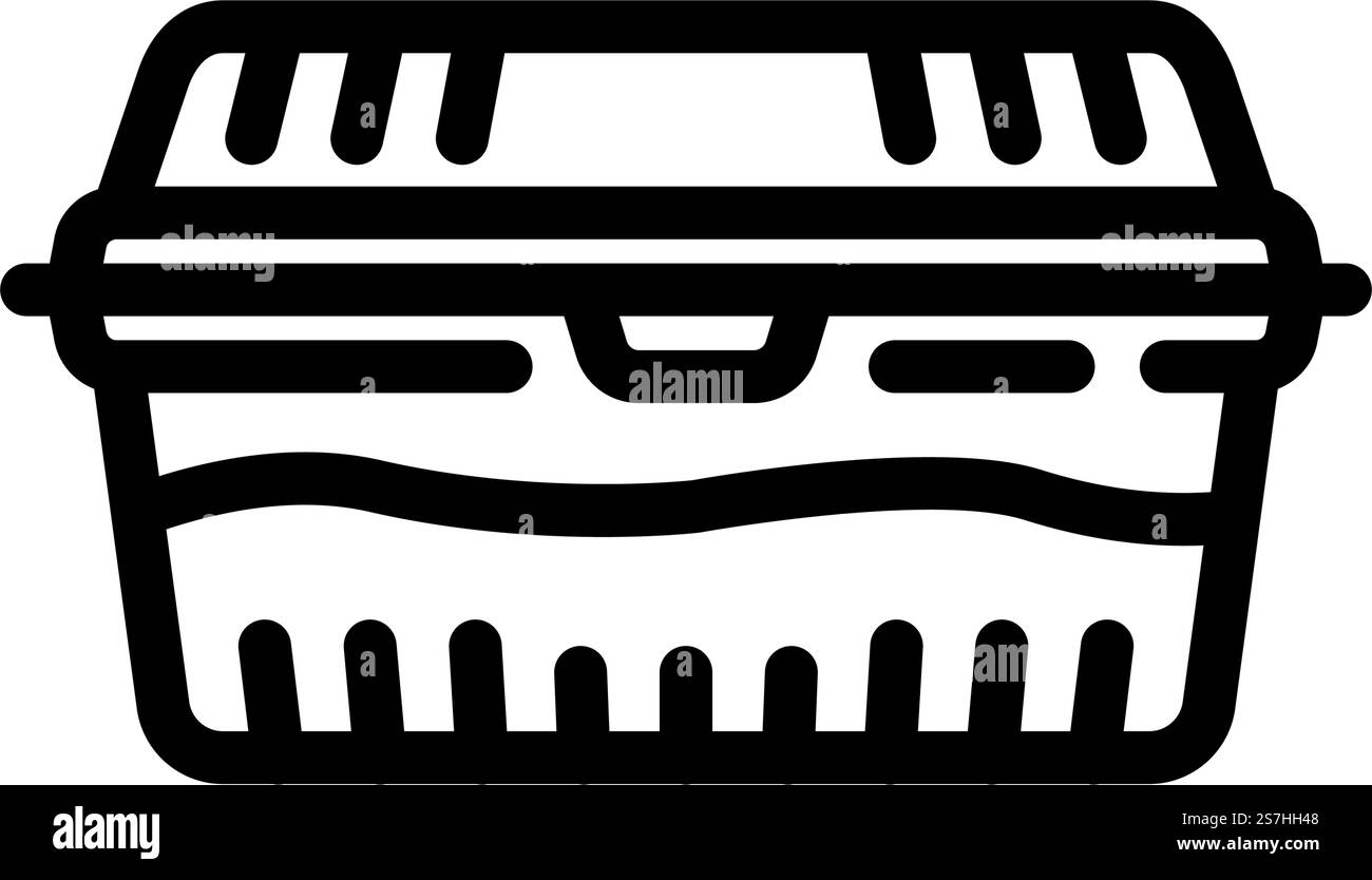 lunch box plastic meal line icon vector. lunch box plastic meal sign ...