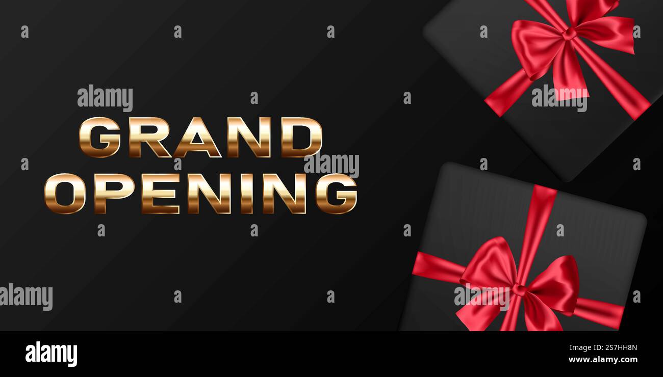 Grand opening vector banner. Template festive design element for ...