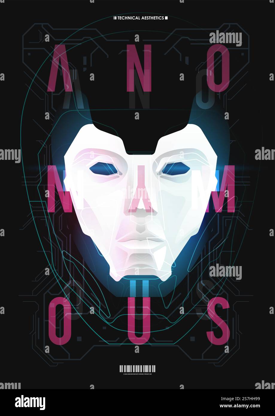 Face of cyber mind. Technology background concept. Artificial Intelligence and Big Data ...