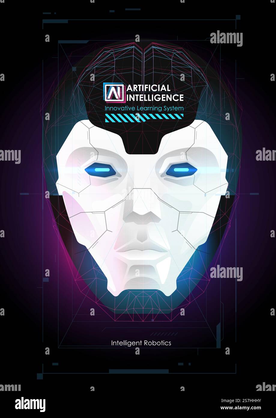 Robot or human Head enhancement. Machine learning and cyber mind ...