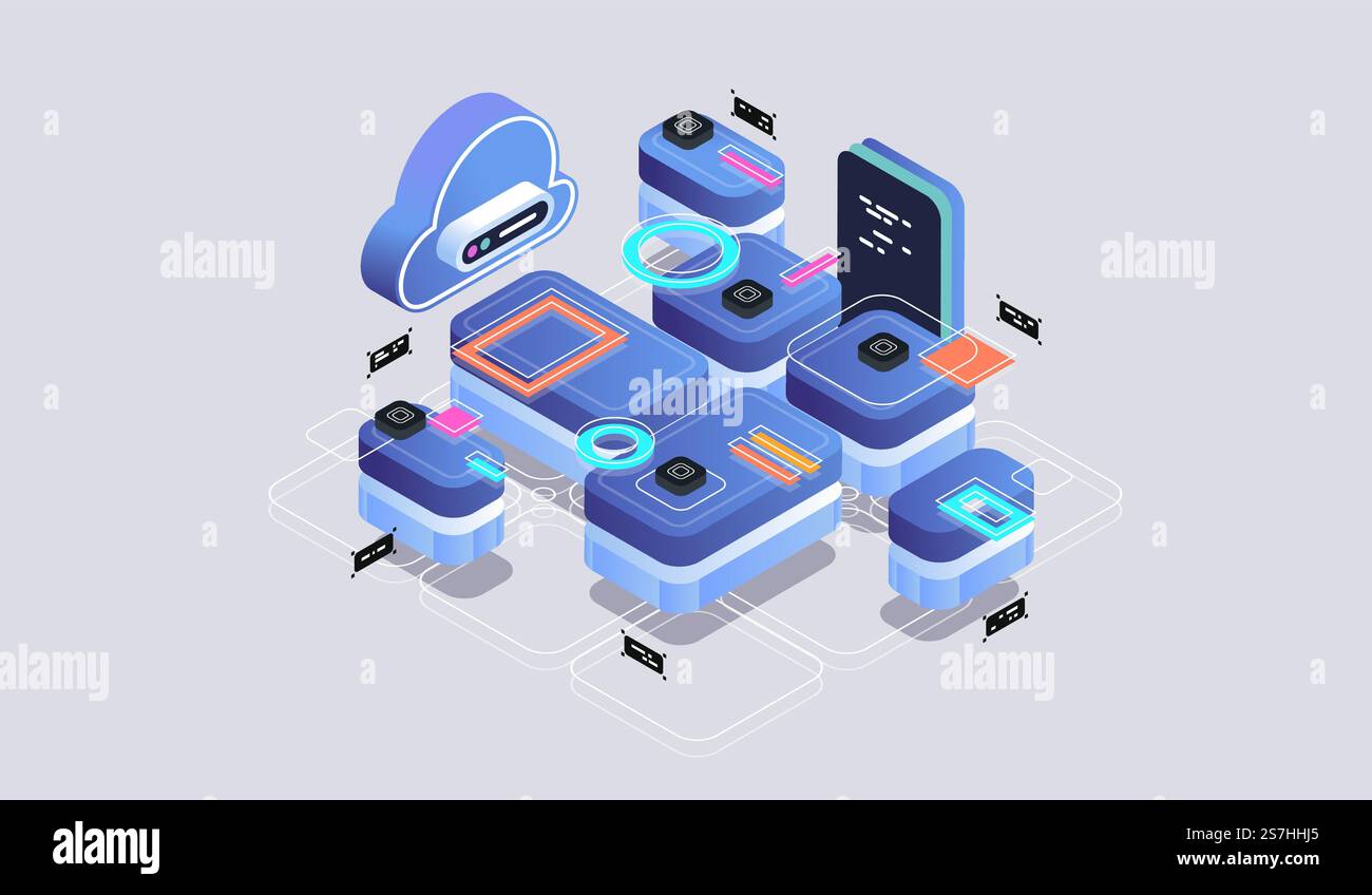 Isometric Design Concept Virtual Reality And Augmented Reality Software Development And