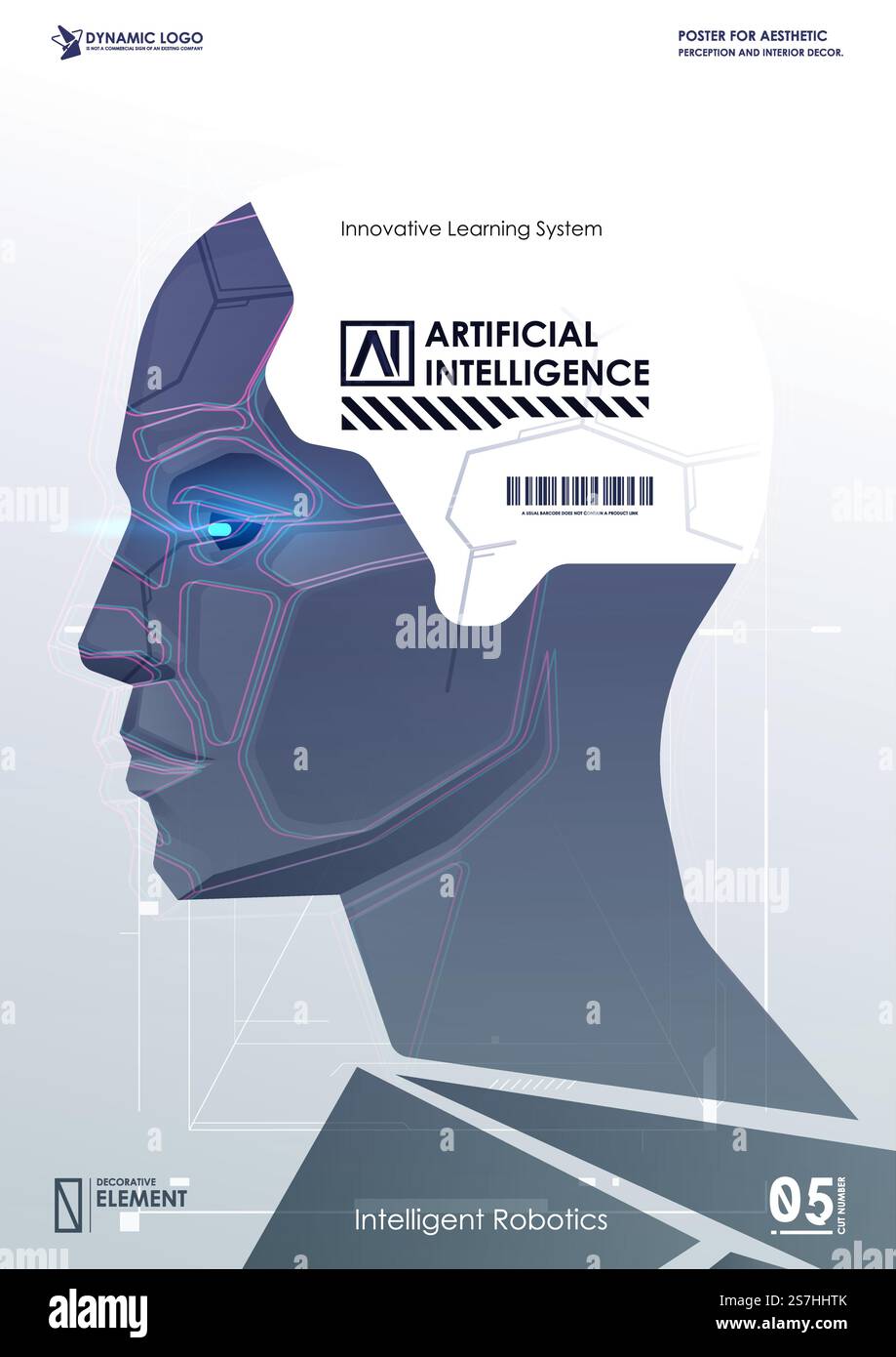 Face of cyber mind. Technology background concept. Artificial Intelligence and Big Data ...