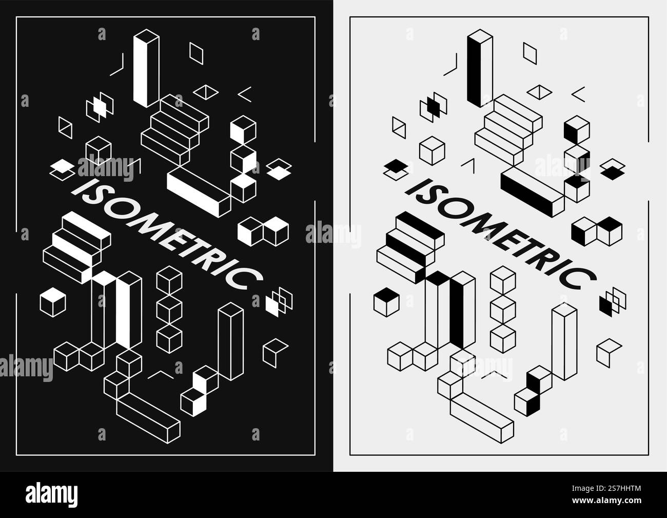 Abstract dark isometric posters for Web Design, Print, Presentation ...