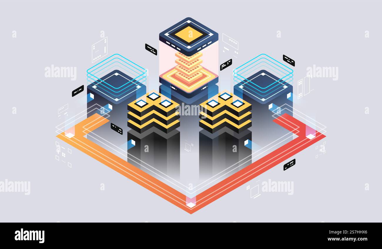 Isometric design concept virtual reality and augmented reality. software development and ...