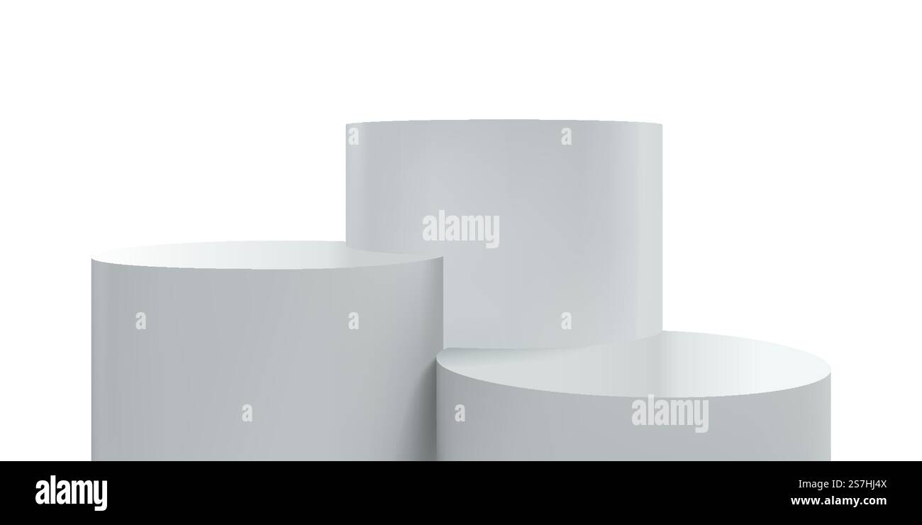 Podium platform or stage, vector 3d white stand, realistic product ...