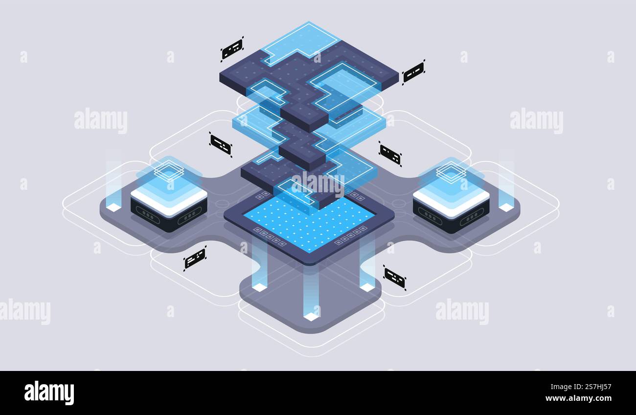 Isometric Design Concept Virtual Reality And Augmented Reality Software Development And