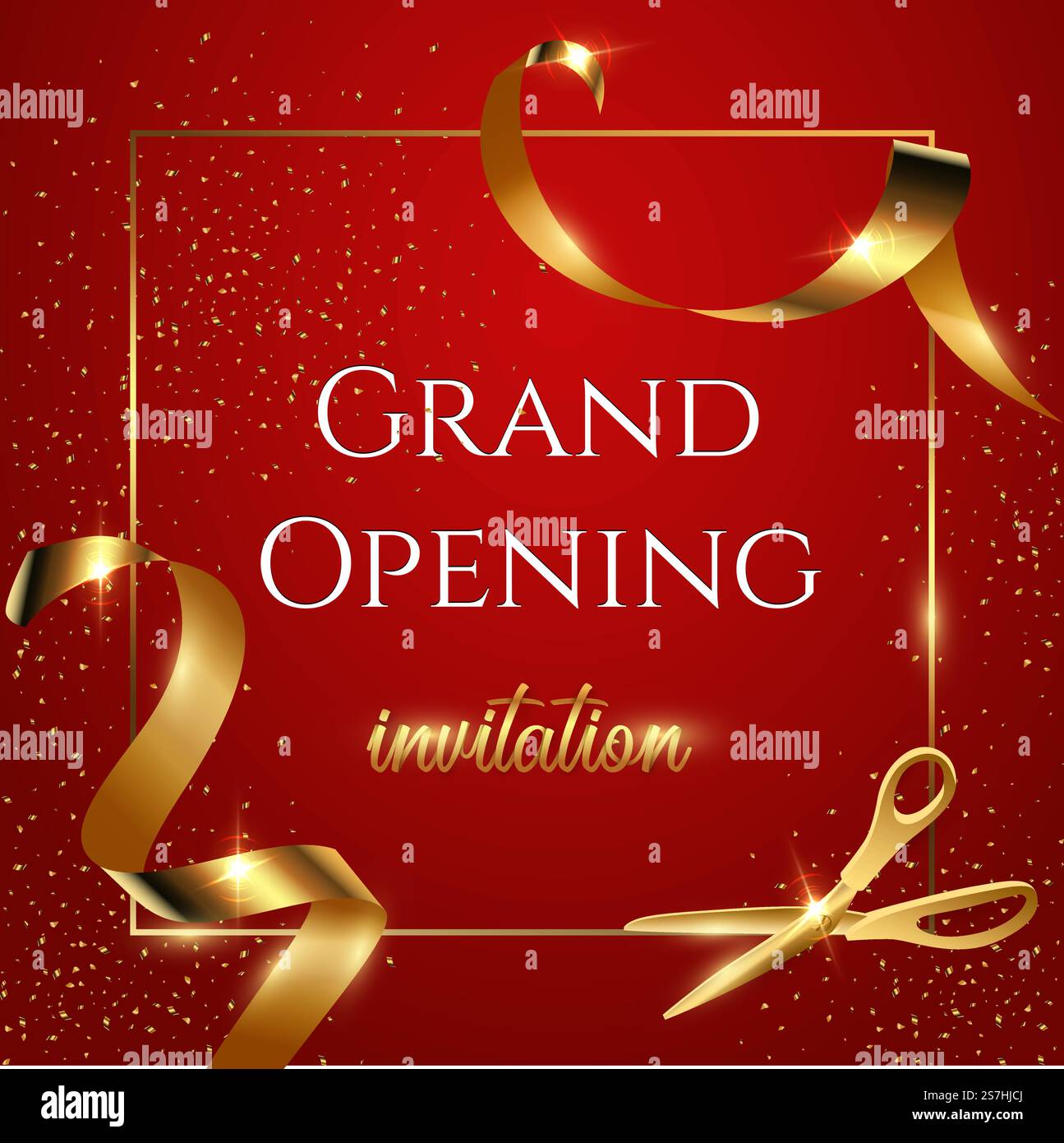 Grand opening red invitation vector banner. Mall, store sales ...