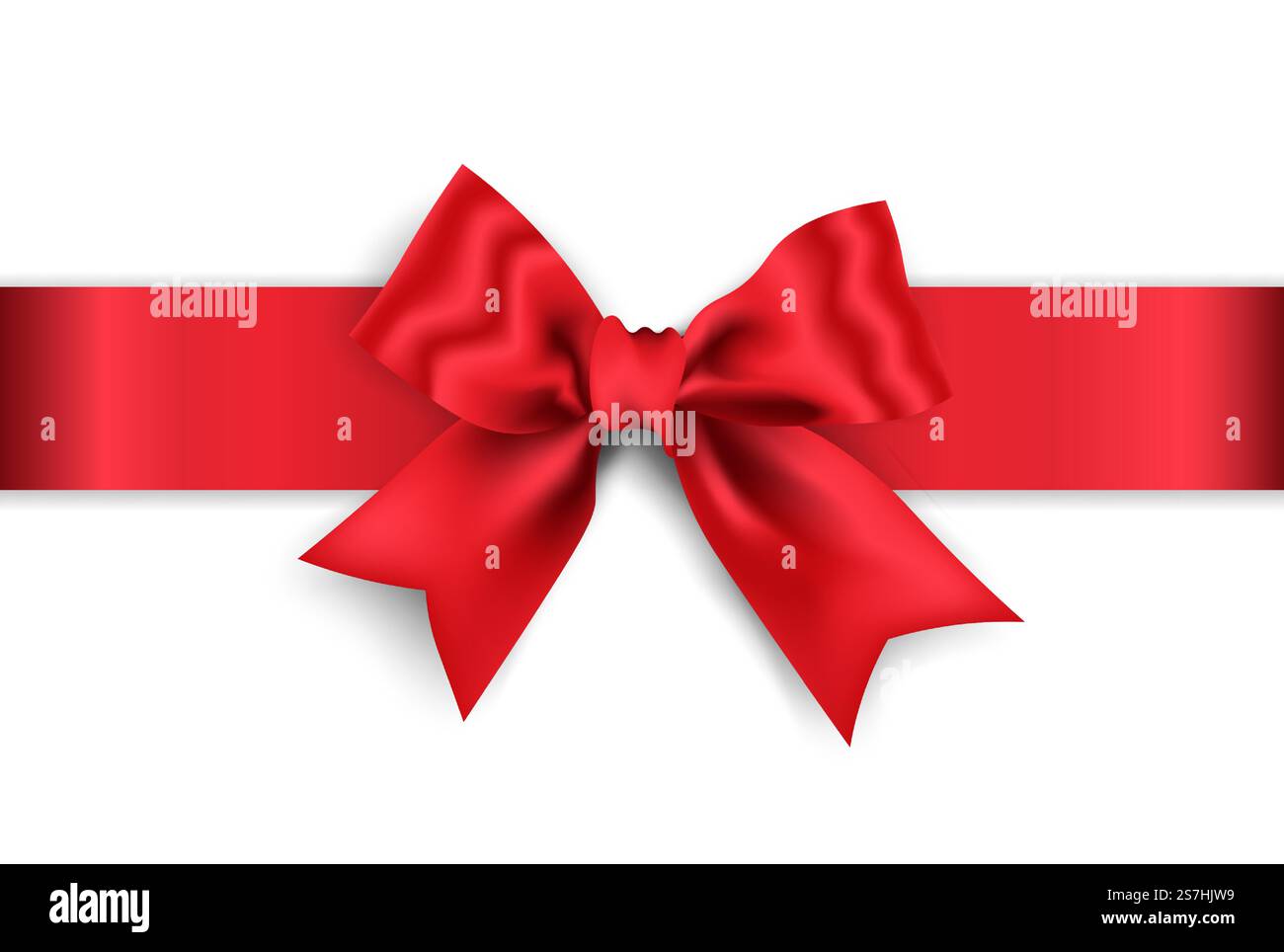 Realistic red bow with red wide ribbon isolated on white background ...