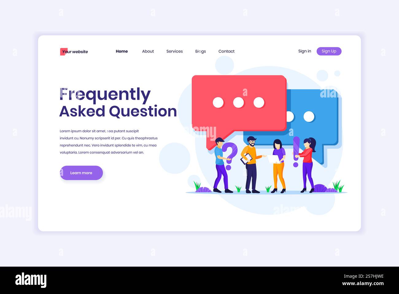 Landing page design concept of Frequently Asked Question or FAQ concept ...