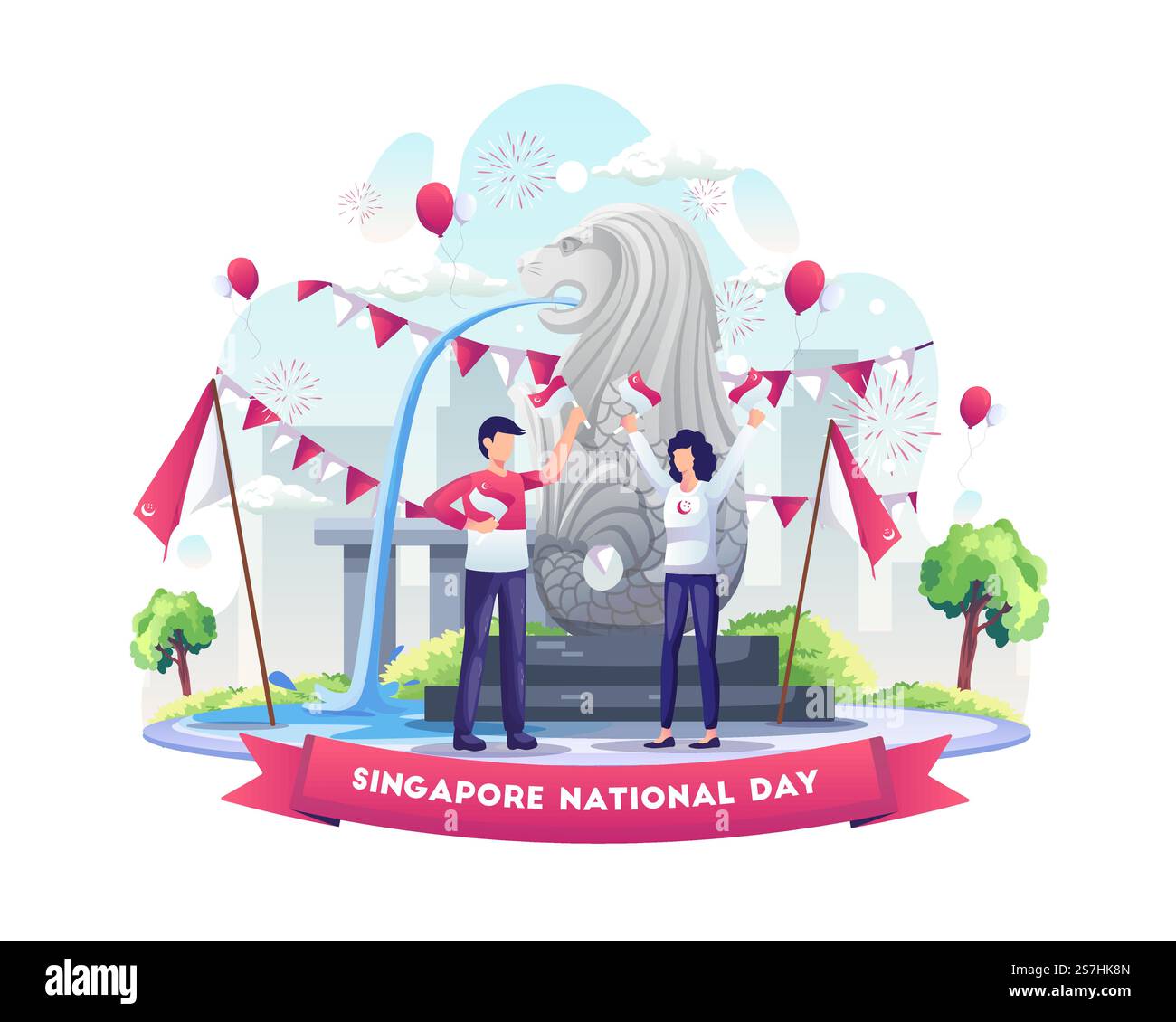 A happy couple celebrating Singapore’s independence day on August 9th ...