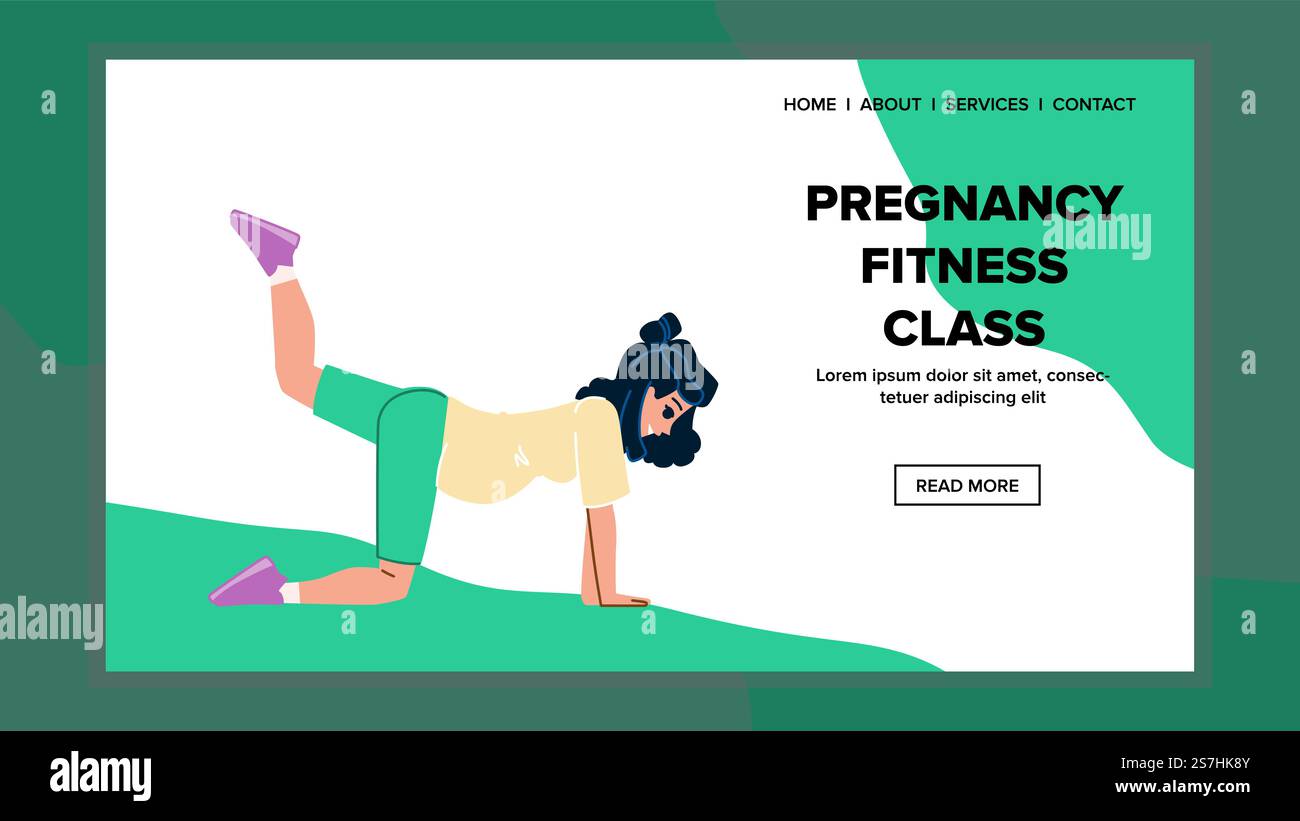 pregnancy fitness class vector. pregnant pilates, prenatal exercise ...