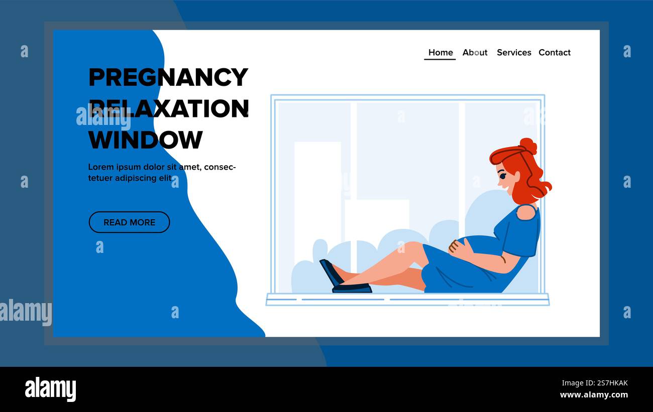 pregnancy relaxation window vector. woman pregnant, mother happy, baby ...