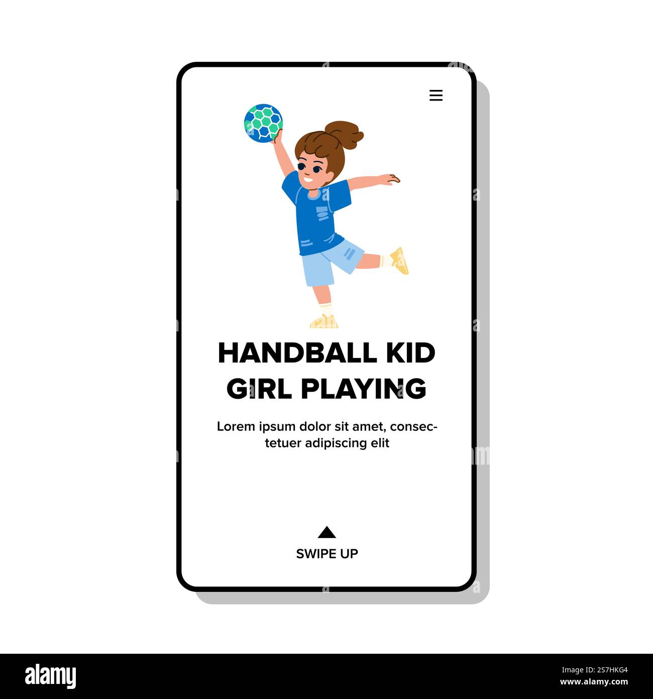 Handball kid girl playing vector child sport hi-res stock photography ...