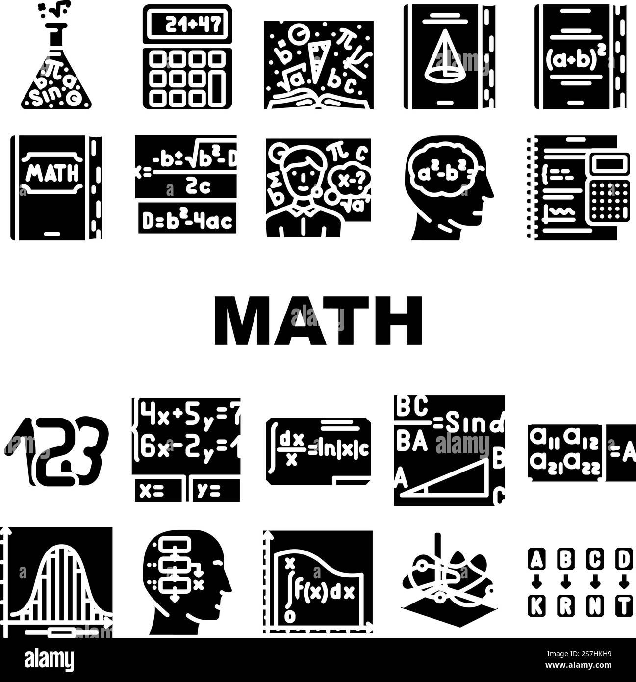 math science education school icons set vector. physics formula ...