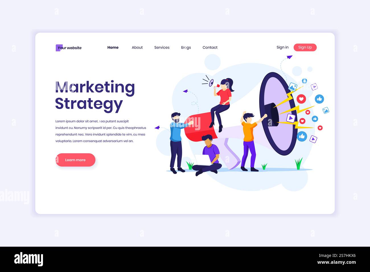 Landing page design concept of Marketing strategy campaign concept ...