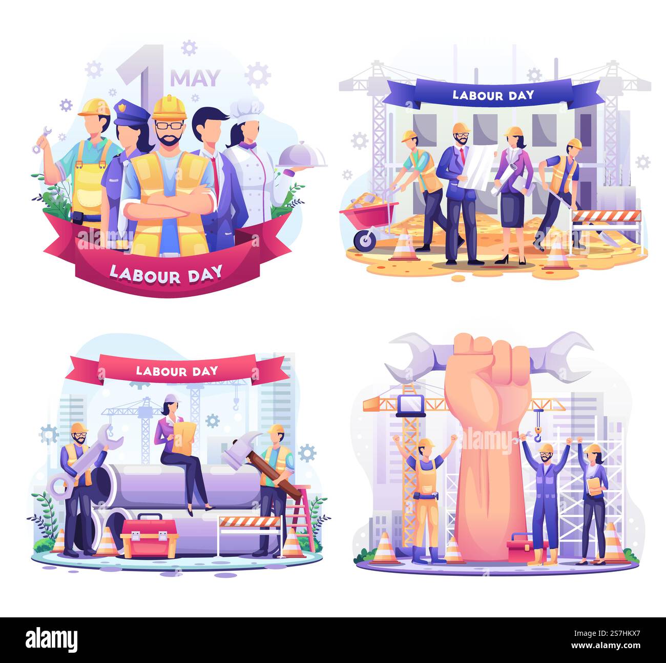 Set bundle of Labour Day. A Group Of People Of Different Professions ...