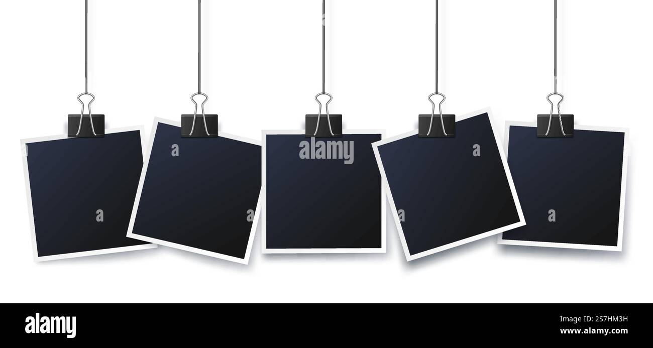 Photos hanging on clips. Vintage photo frame on clip, photograph frames ...