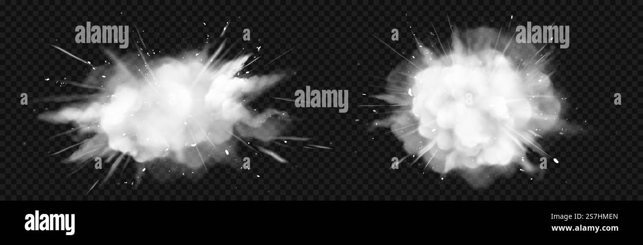 White powder explosion, snow burst with flying ice particles and ...