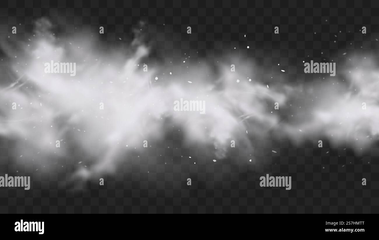 White snow explosion with particles and snowflakes splash isolated on ...