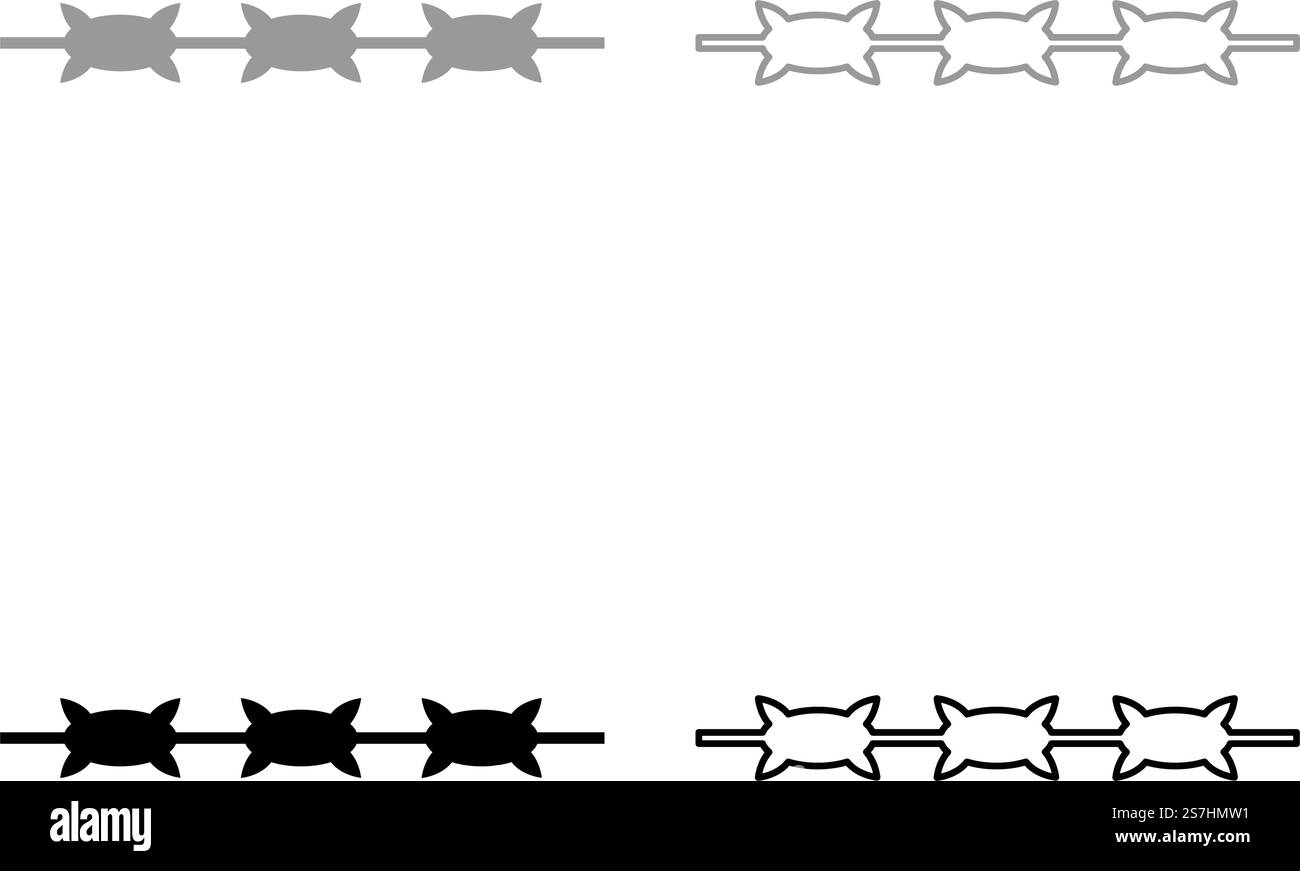 Barbed wire prison concept set icon grey black color vector illustration image simple solid fill ...