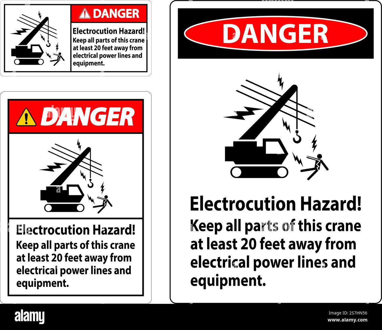 Danger Sign Electrocution Hazard, Keep All Parts Of This Crane At Least ...