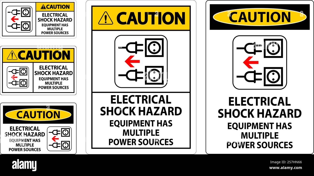Caution Sign Electrical Shock Hazard, Equipment Has Multiple Power ...