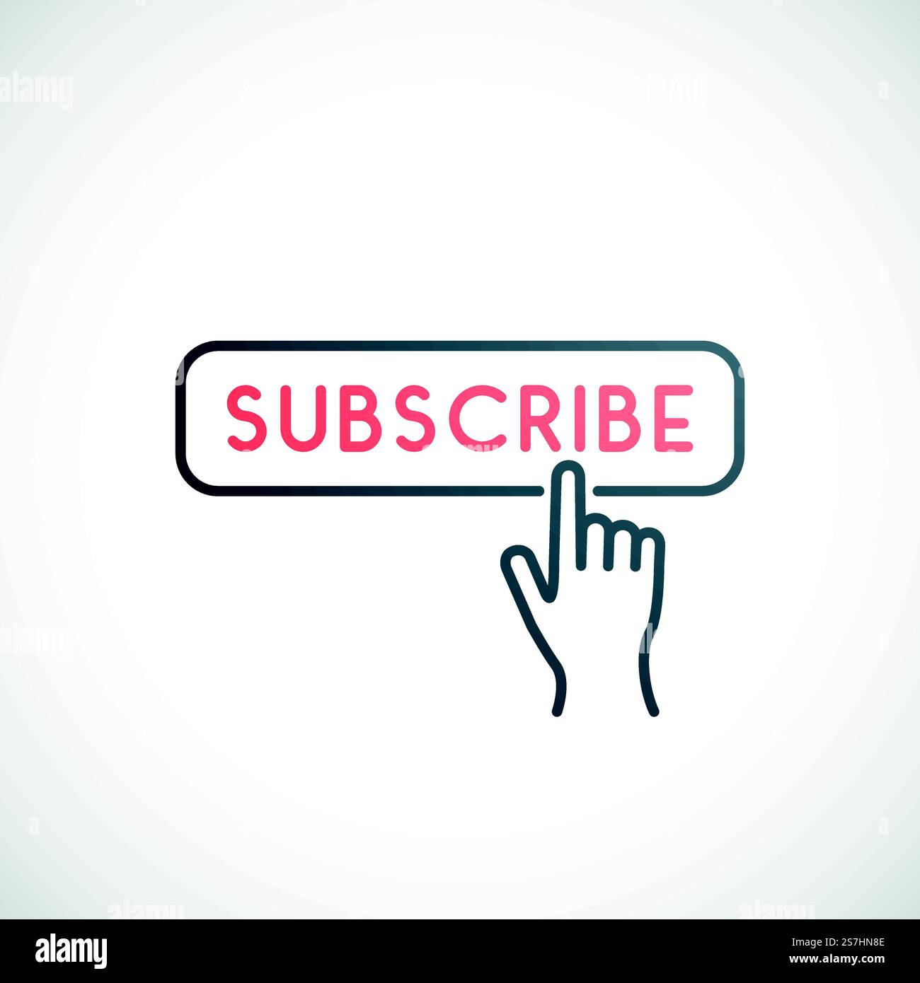 Subscribe button icon. Hand cursor clicking on red subscribe button. Stock vector illustration ...