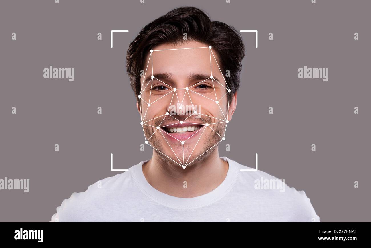 Innovative facial recognition technology showcasing a smiling ...