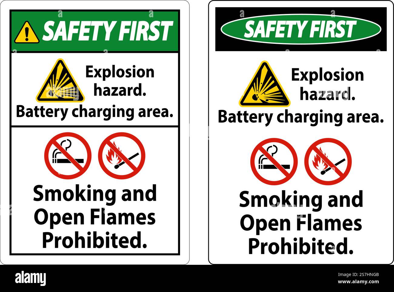 Safety First Sign Explosion Hazard, Battery Charging Area, Smoking And ...