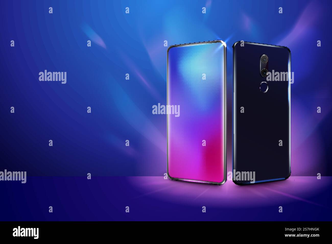 Back and front smartphone view. Realistic vector mobile phone in ...