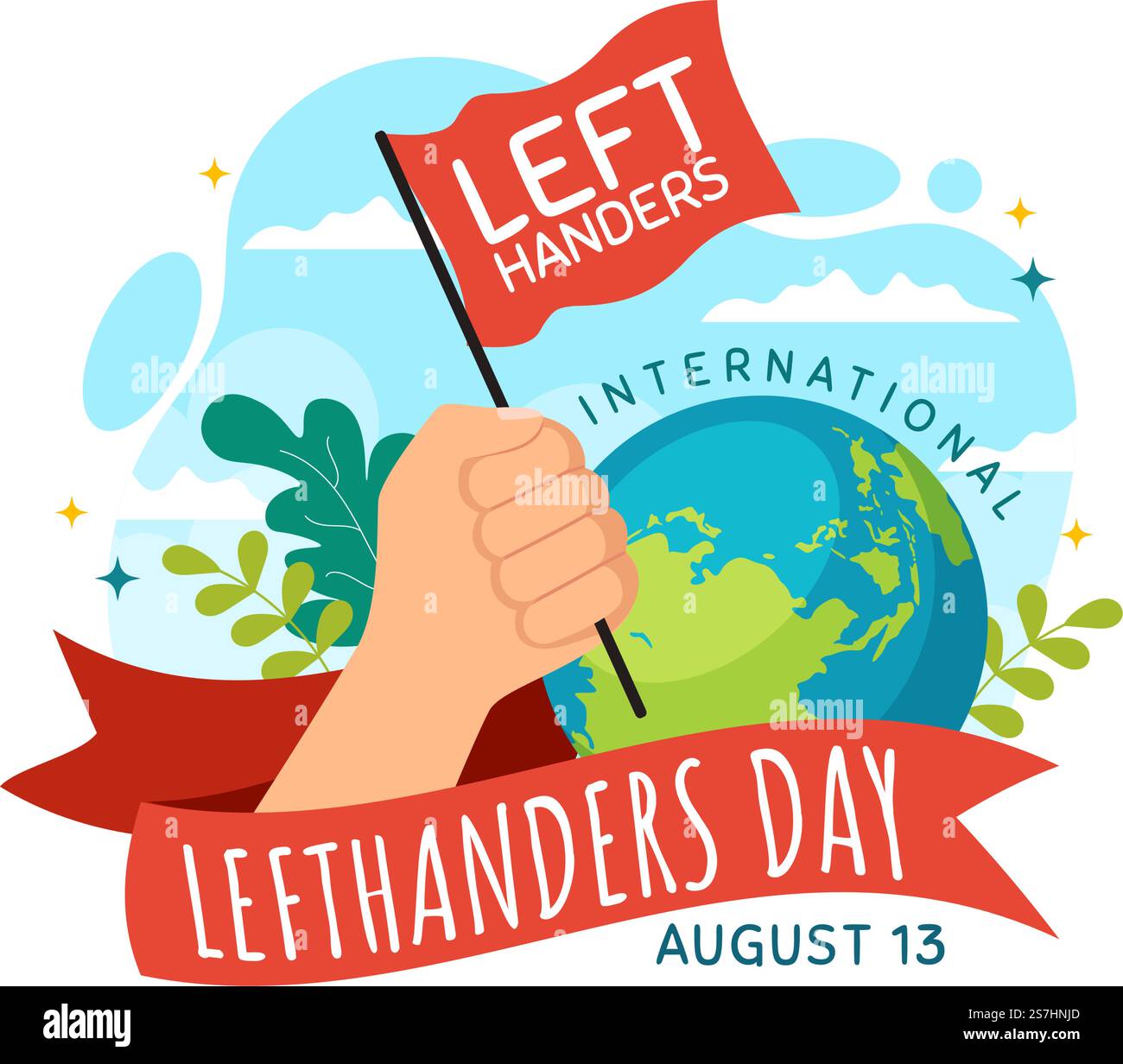 Happy LeftHanders Day Celebration Vector Illustration with Raise ...