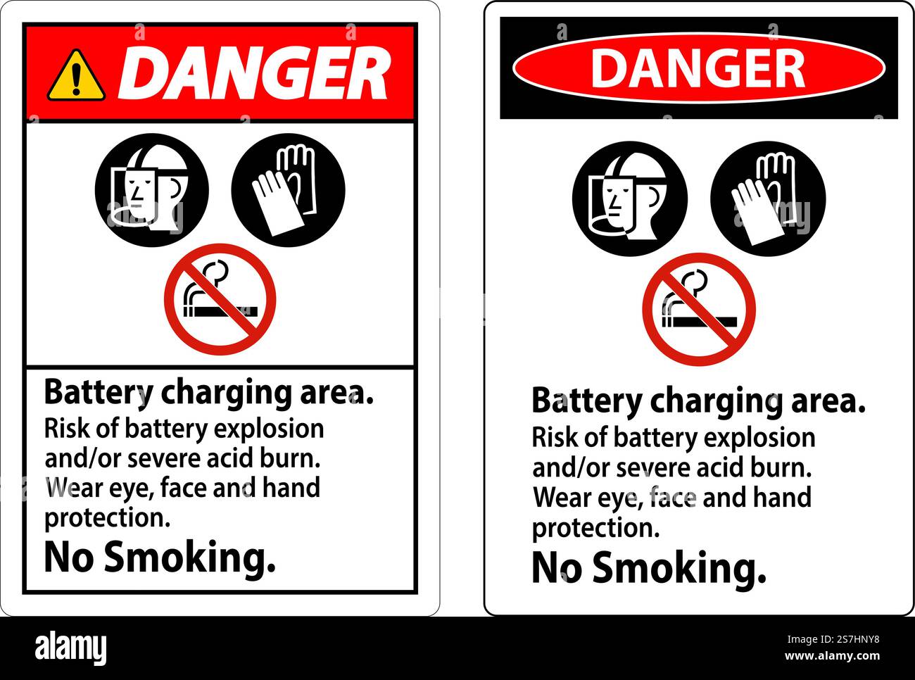 Danger Sign Battery Charging Area, Risk of Battery Explosion or Severe ...