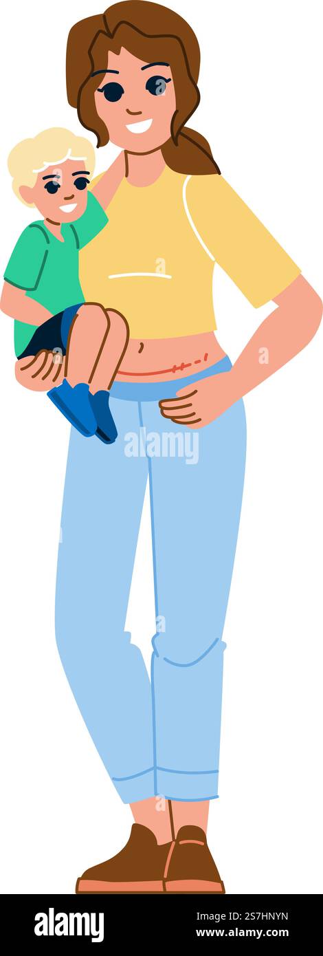 c section woman vector. setion esarean, surgery body, pregnant delivery ...