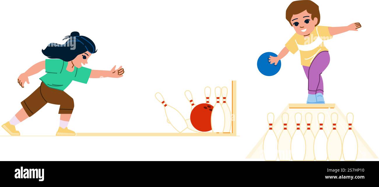 bowling kid play vector. children game, ball family, child montessori ...