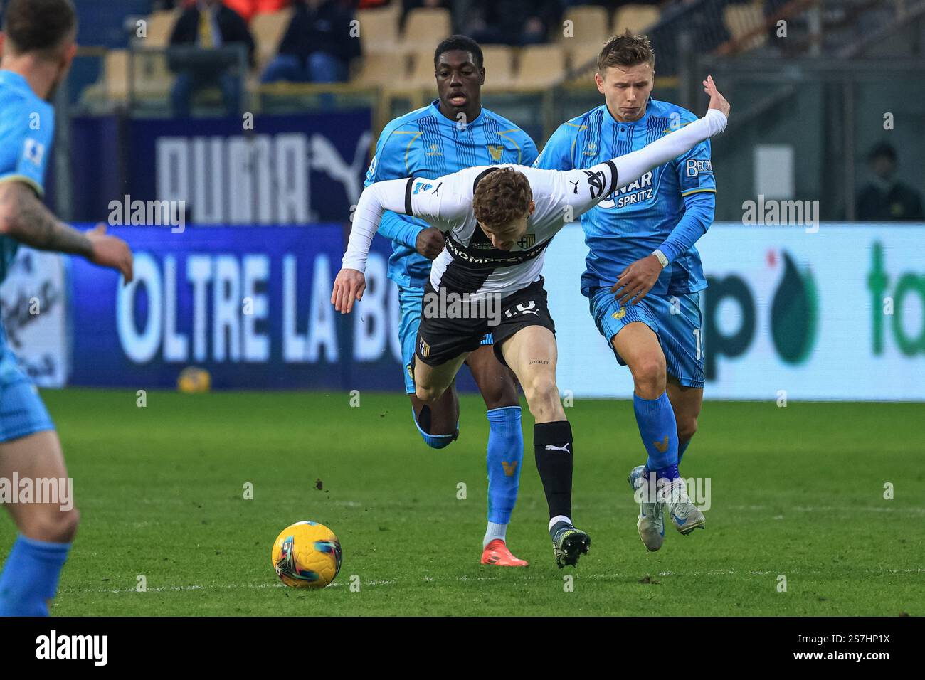 Parma, Italy. 19th Jan, 2025. Antoine Hainaut (Parma Calcio) fights for ...