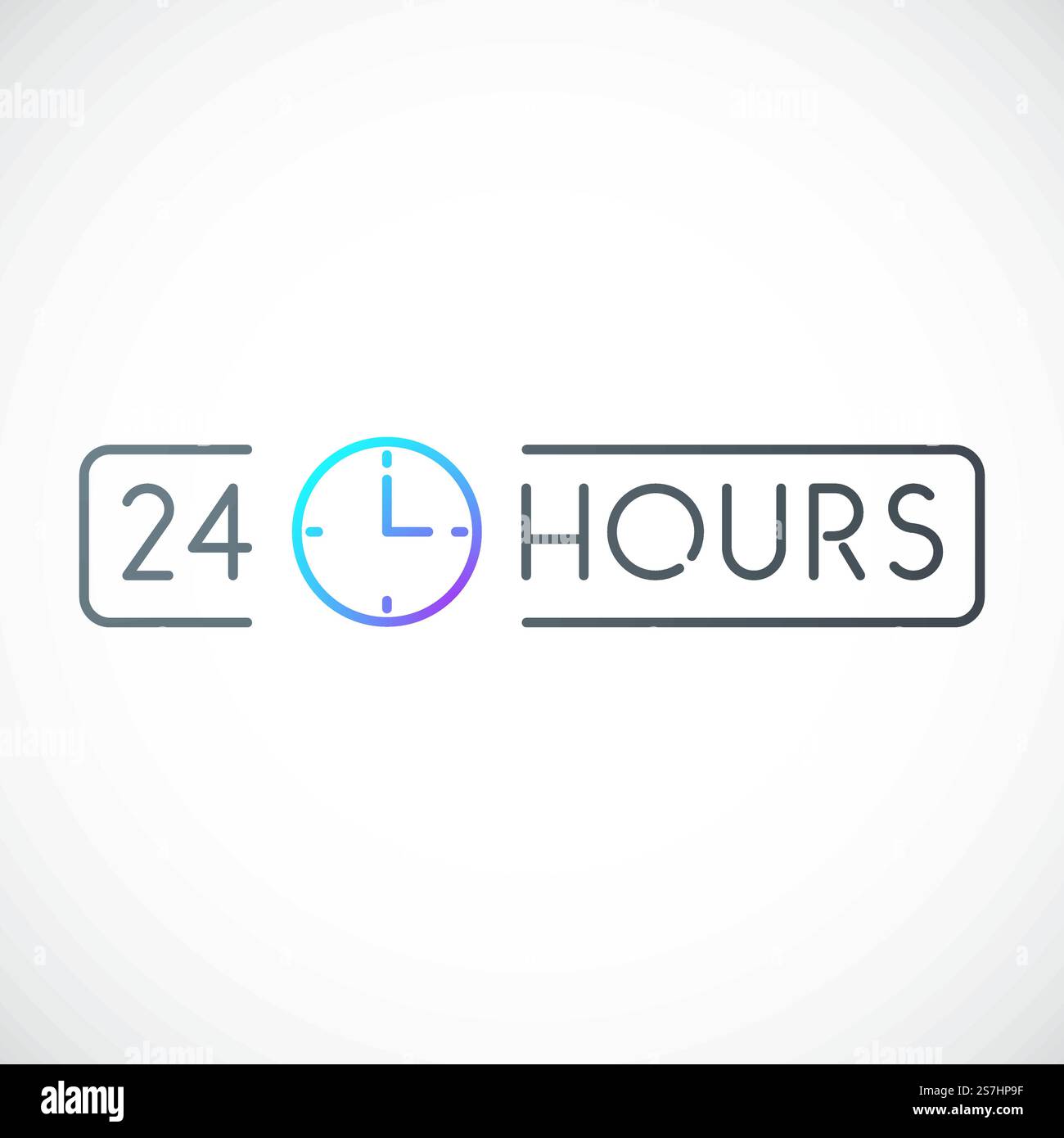 Open 24/7 vector icon. Open 24 hours sign in a frame. Minimalist ...