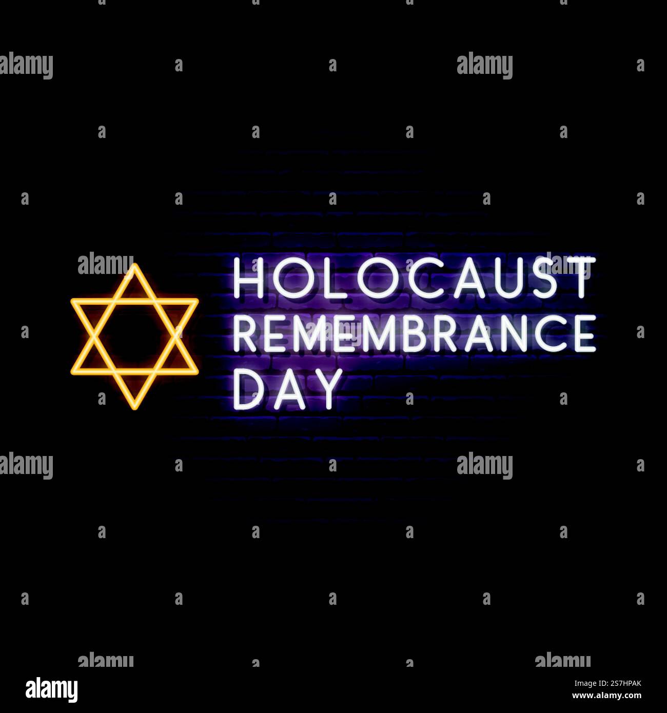 International Holocaust Remembrance Day vector banner in neon style ...