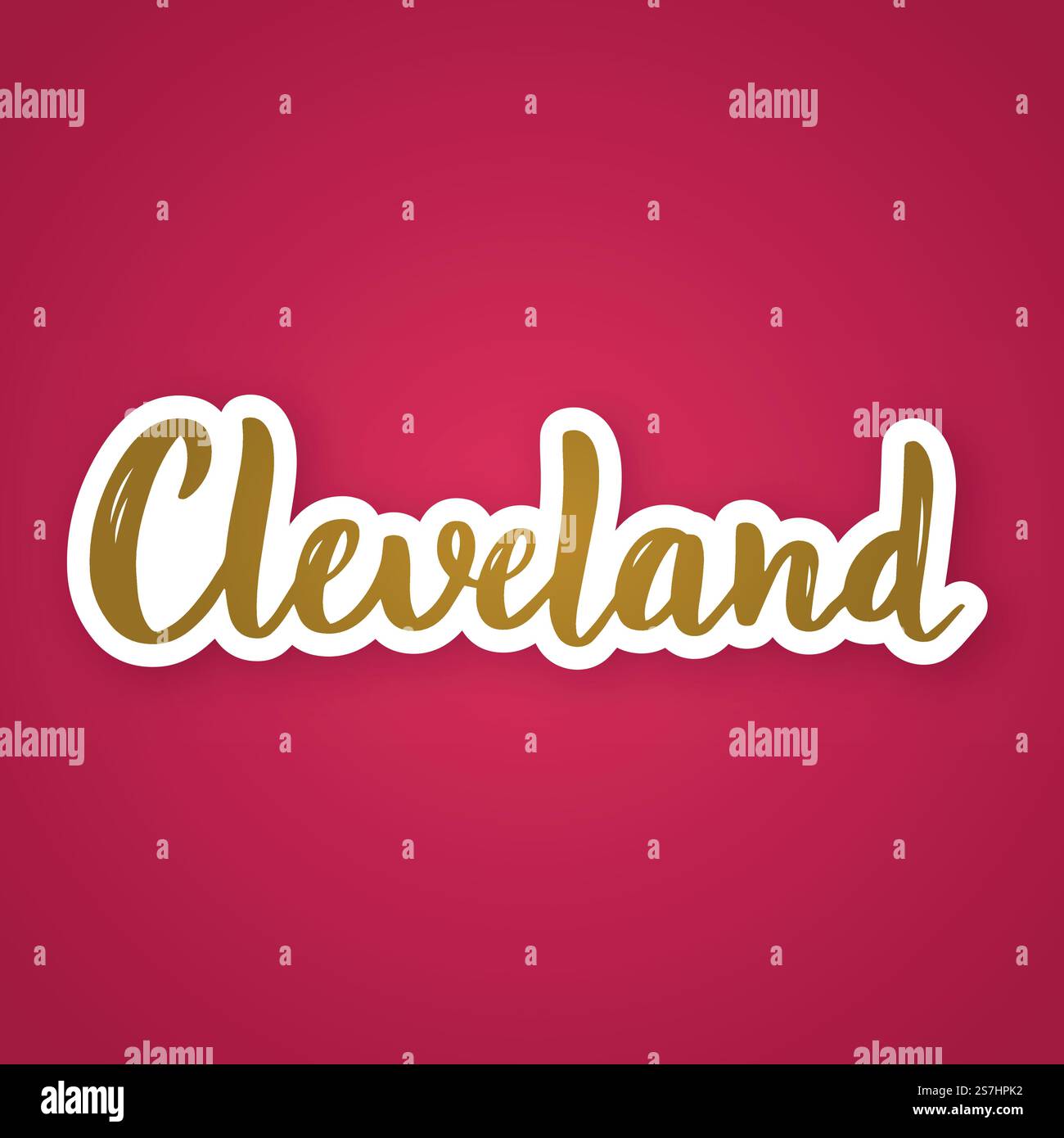 Cleveland - hand drawn lettering phrase. Sticker with lettering in ...