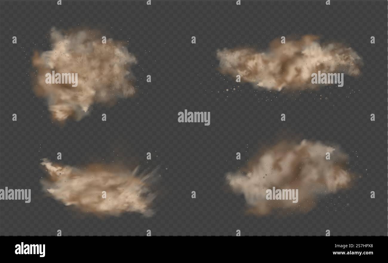 Dust cloud, sand storm, powder spray on transparent background. Desert ...