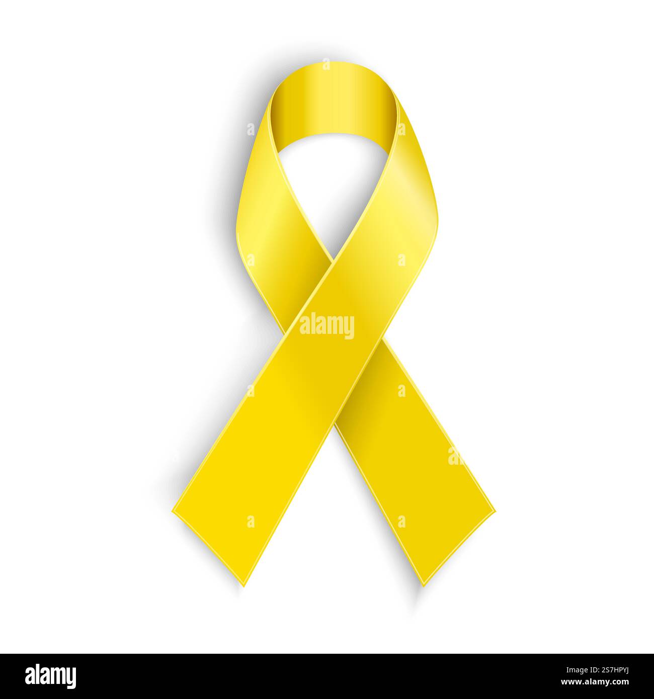 Vector Yellow awareness ribbon on white background. Bone cancer and ...