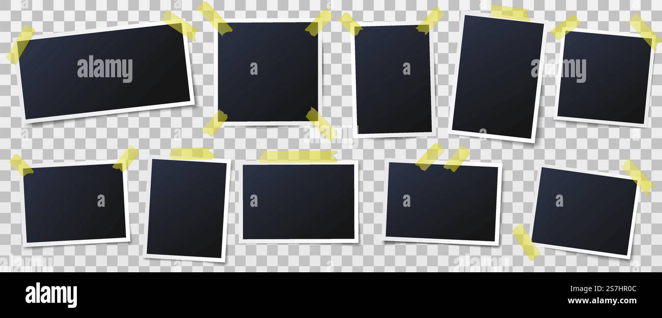 Photo frame on sticky tape. Photos on adhesive tapes, picture frames ...