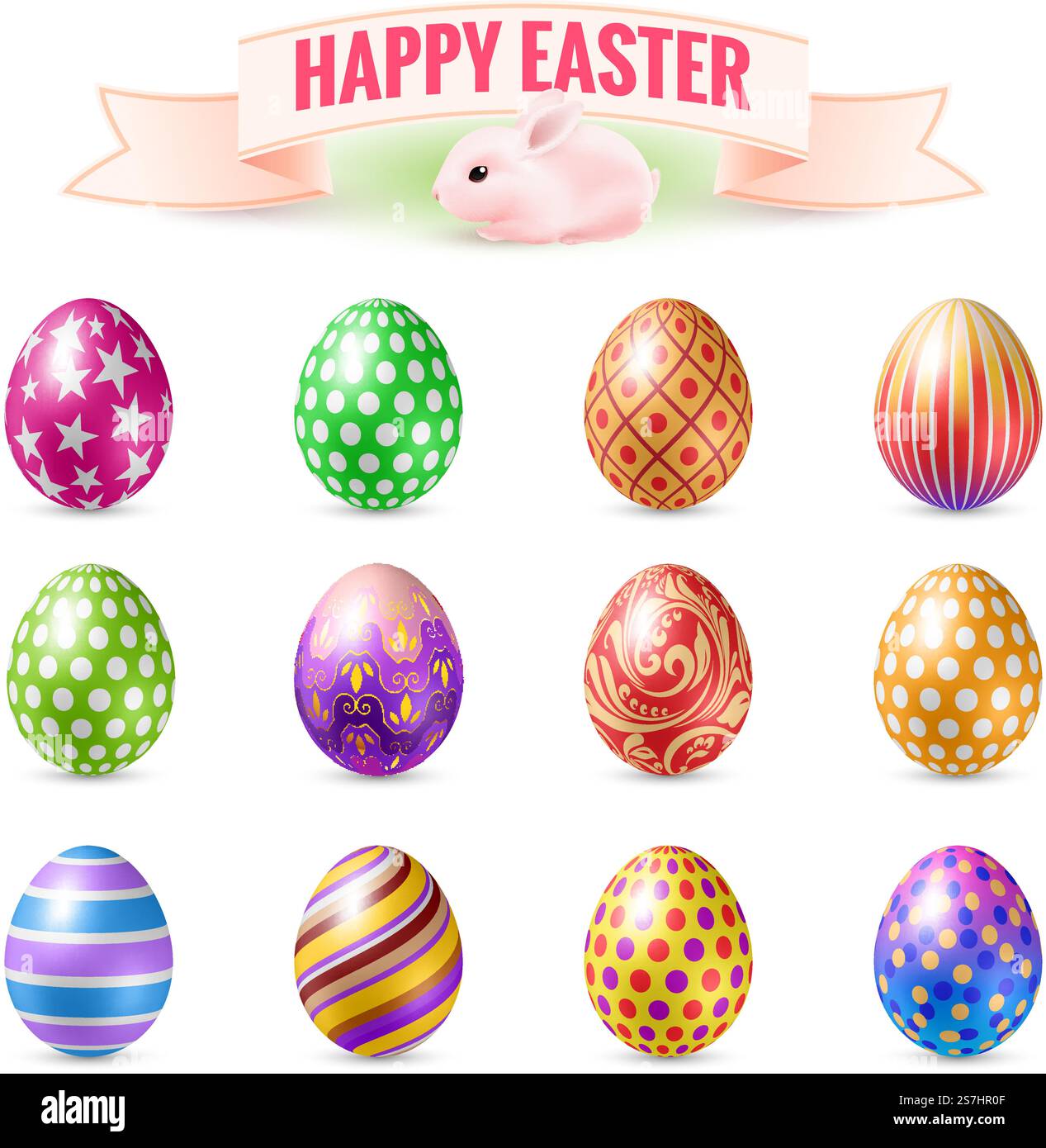 Set of Vintage Easter Eggs. Design Templates Objects for Easter ...