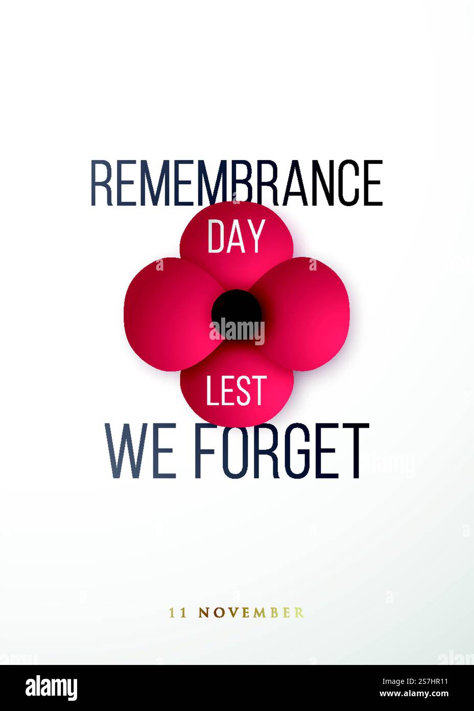 Remembrance Day poster. Lest We forget. Paper cut Red Poppy flower - a ...