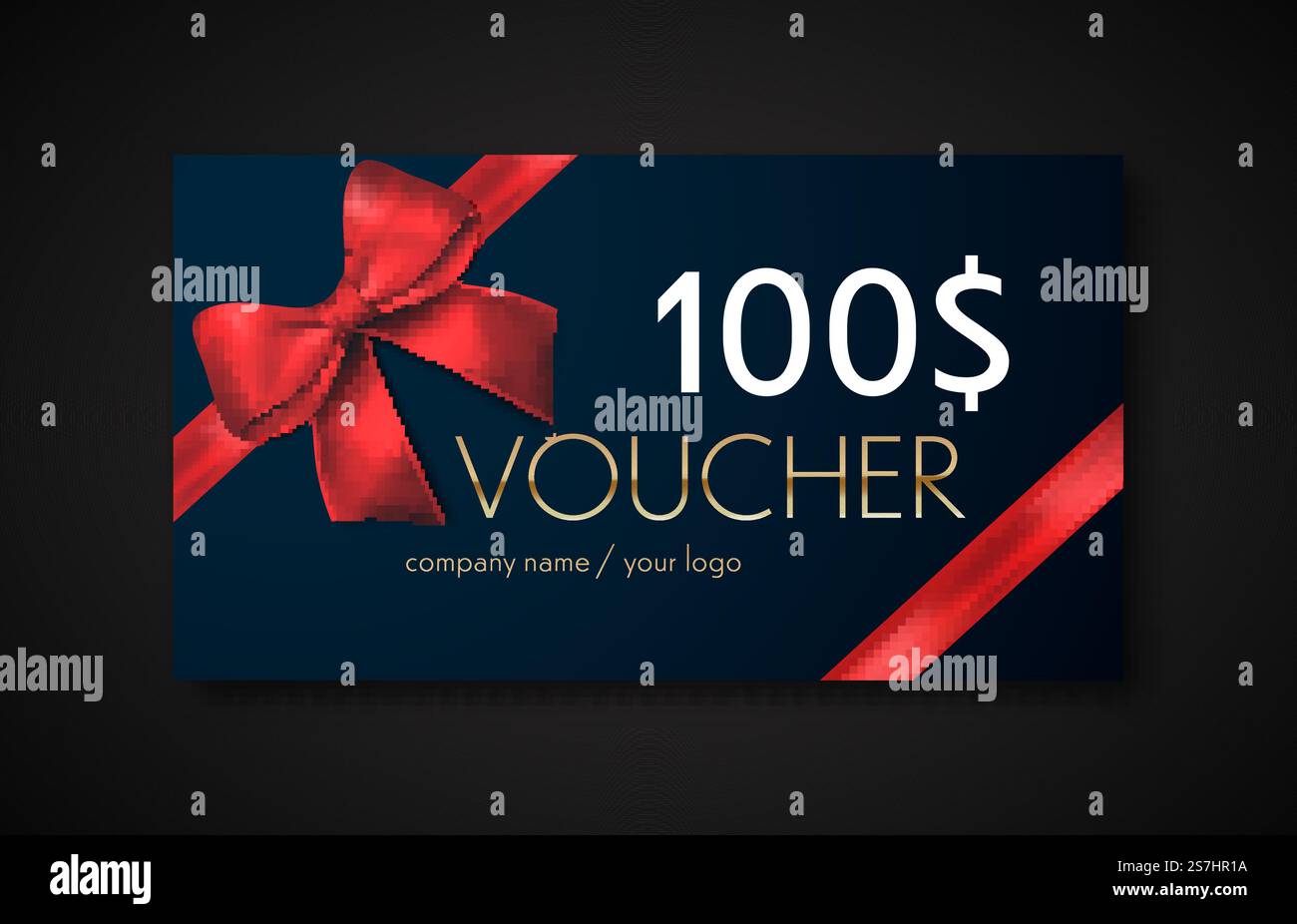 Gift voucher with red ribbon and bow. Discount gift cards template ...