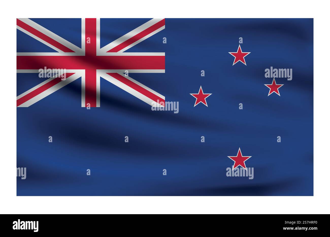 Realistic National flag of New Zealand. Current state flag made of ...