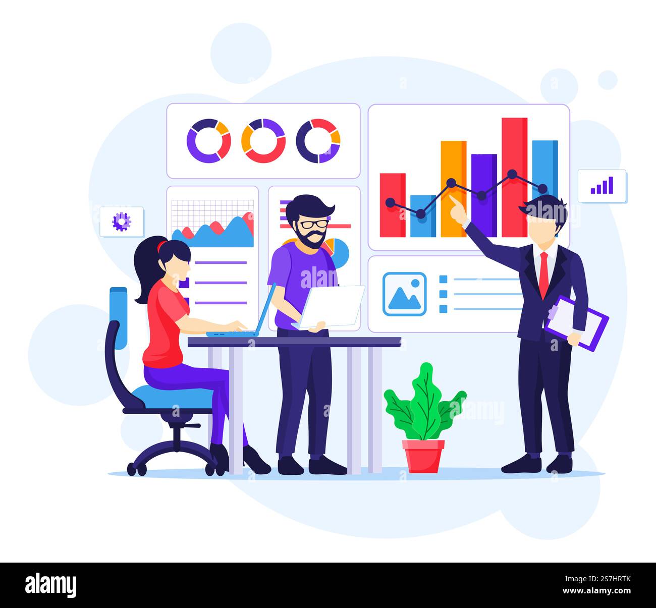 Business Analysis concept, People on meeting and work with charts and ...