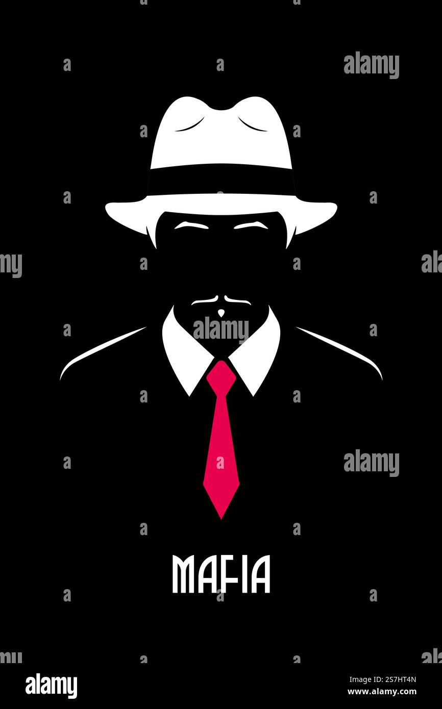 Italian Mafioso. Chicago mobster. Genleman with white fedora hat and ...