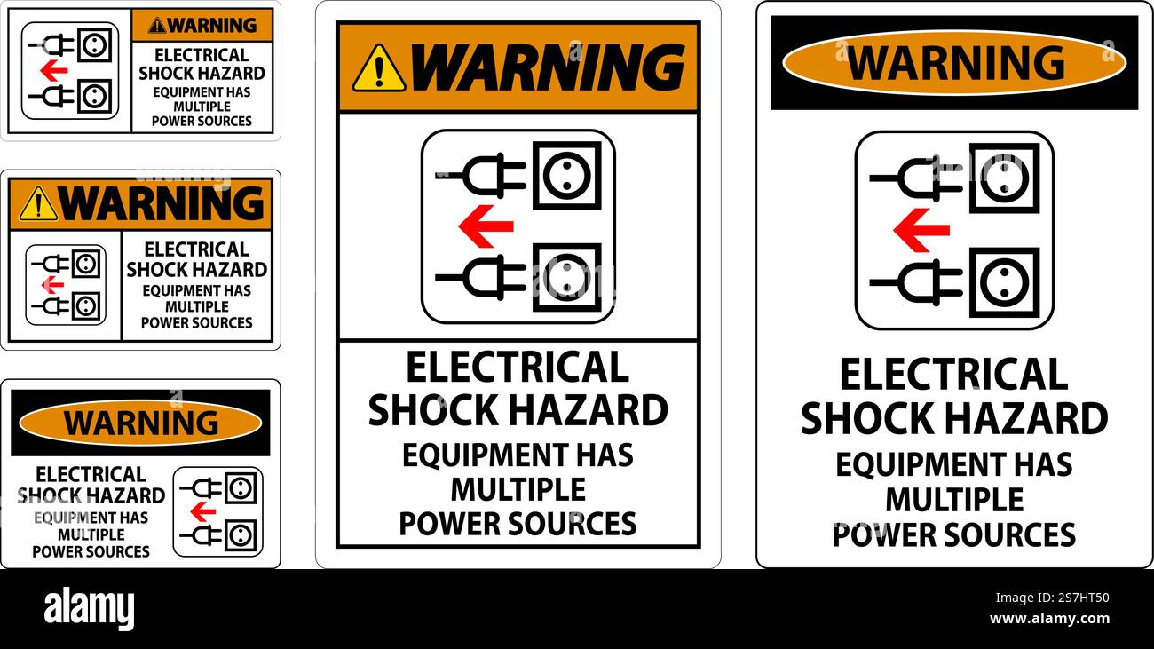 Warning Sign Electrical Shock Hazard, Equipment Has Multiple Power ...