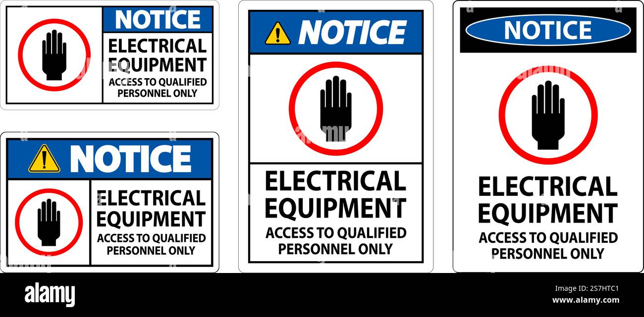 Notice Sign Electrical Equipment Authorized Personnel Only Stock Vector ...