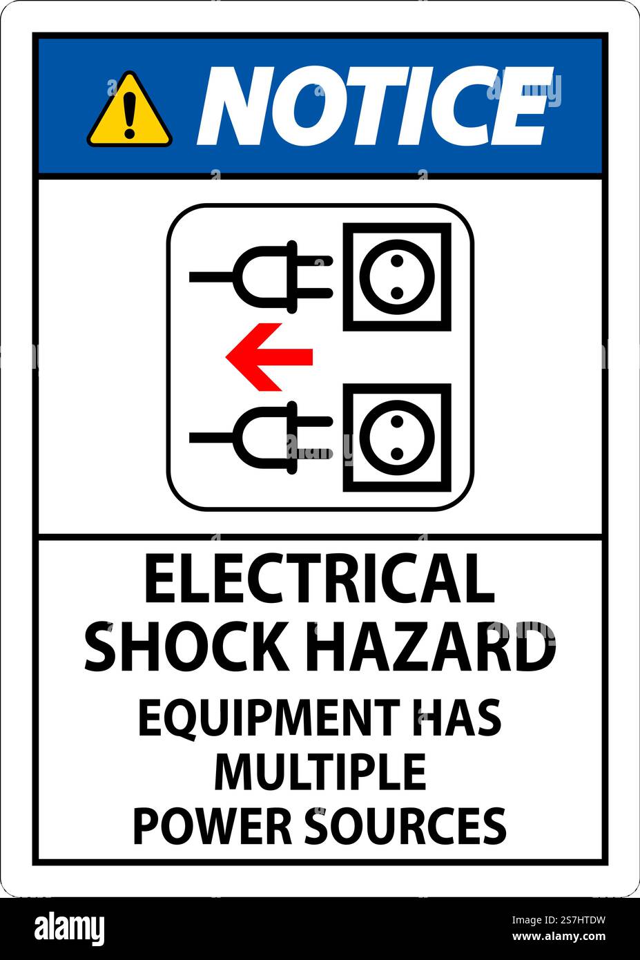 Notice Sign Electrical Shock Hazard, Equipment Has Multiple Power ...